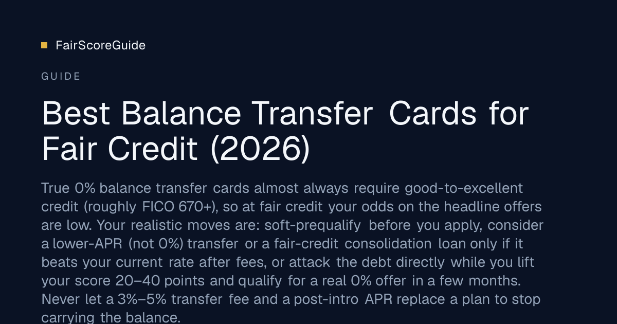 Best Balance Transfer Cards for Fair Credit (2026) | FairScoreGuide